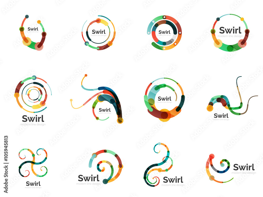 Vector swirl circle logo set Stock Vector | Adobe Stock