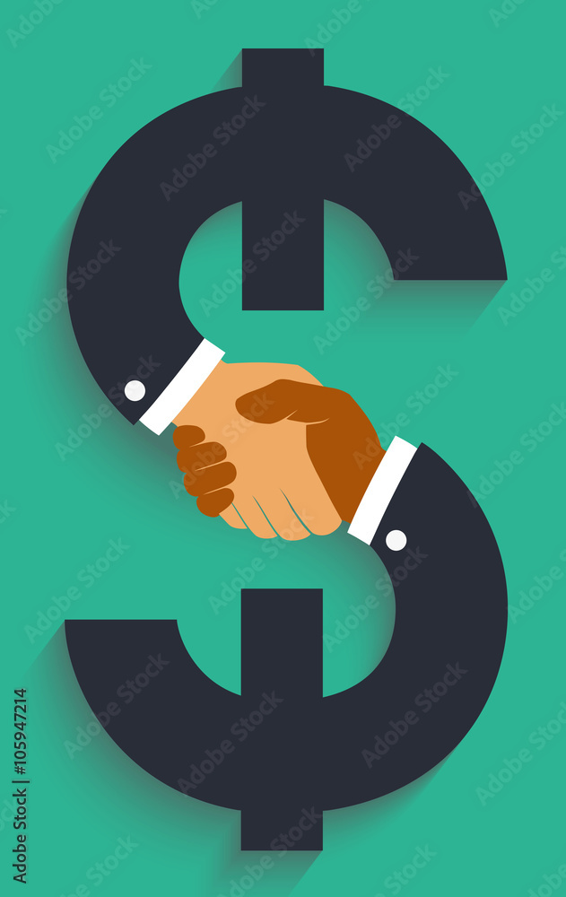 Vector icon handshake on money sign. Stock Vector | Adobe Stock