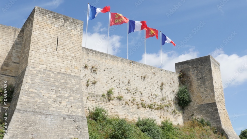 Famous William the Conqueror castle walls in city of Caen France 4K ...