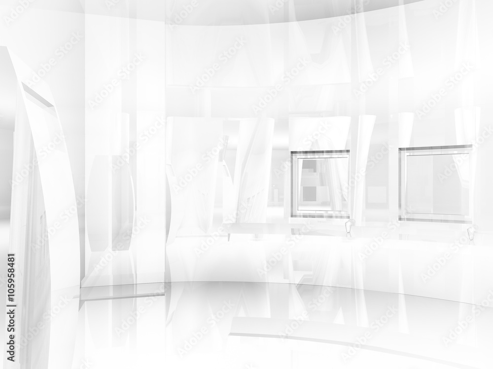 open space, clean room with shapes in 3d, business space, hospit Stock ...