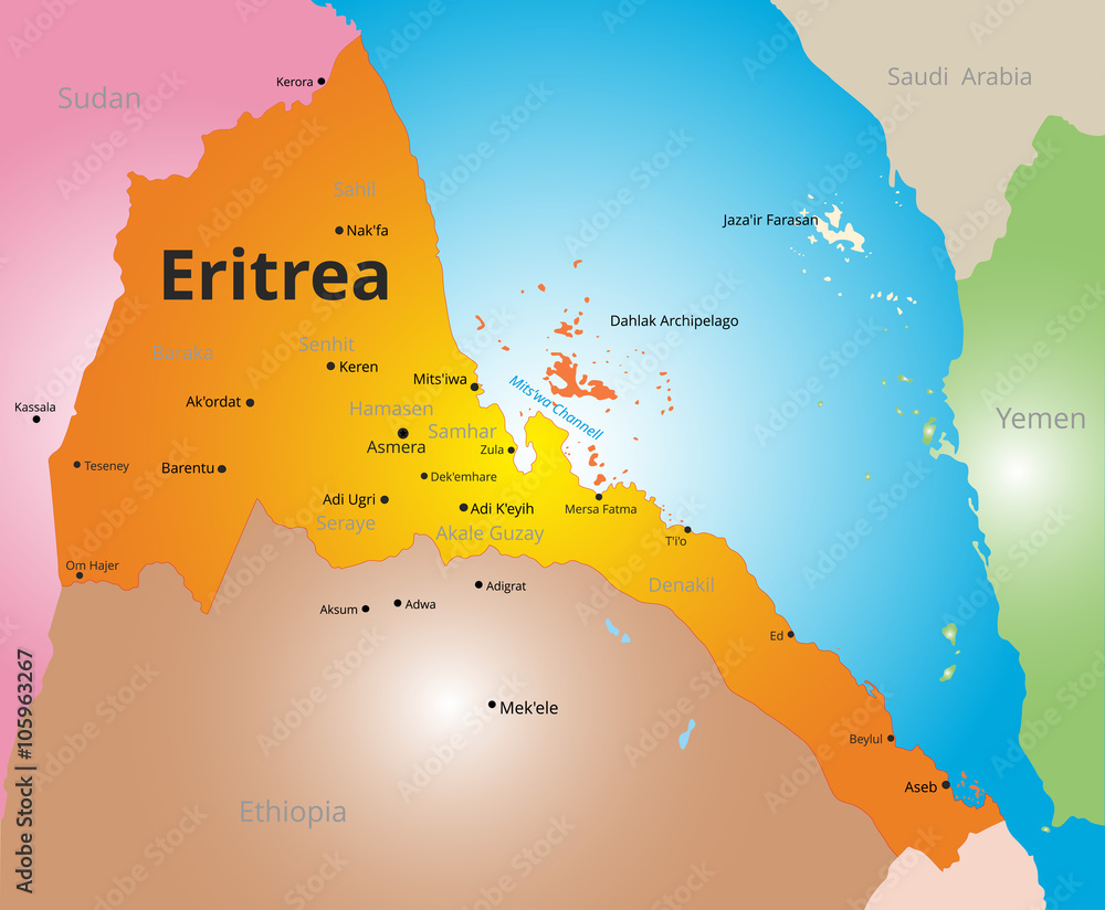 vector color map of Eritrea Stock Vector | Adobe Stock