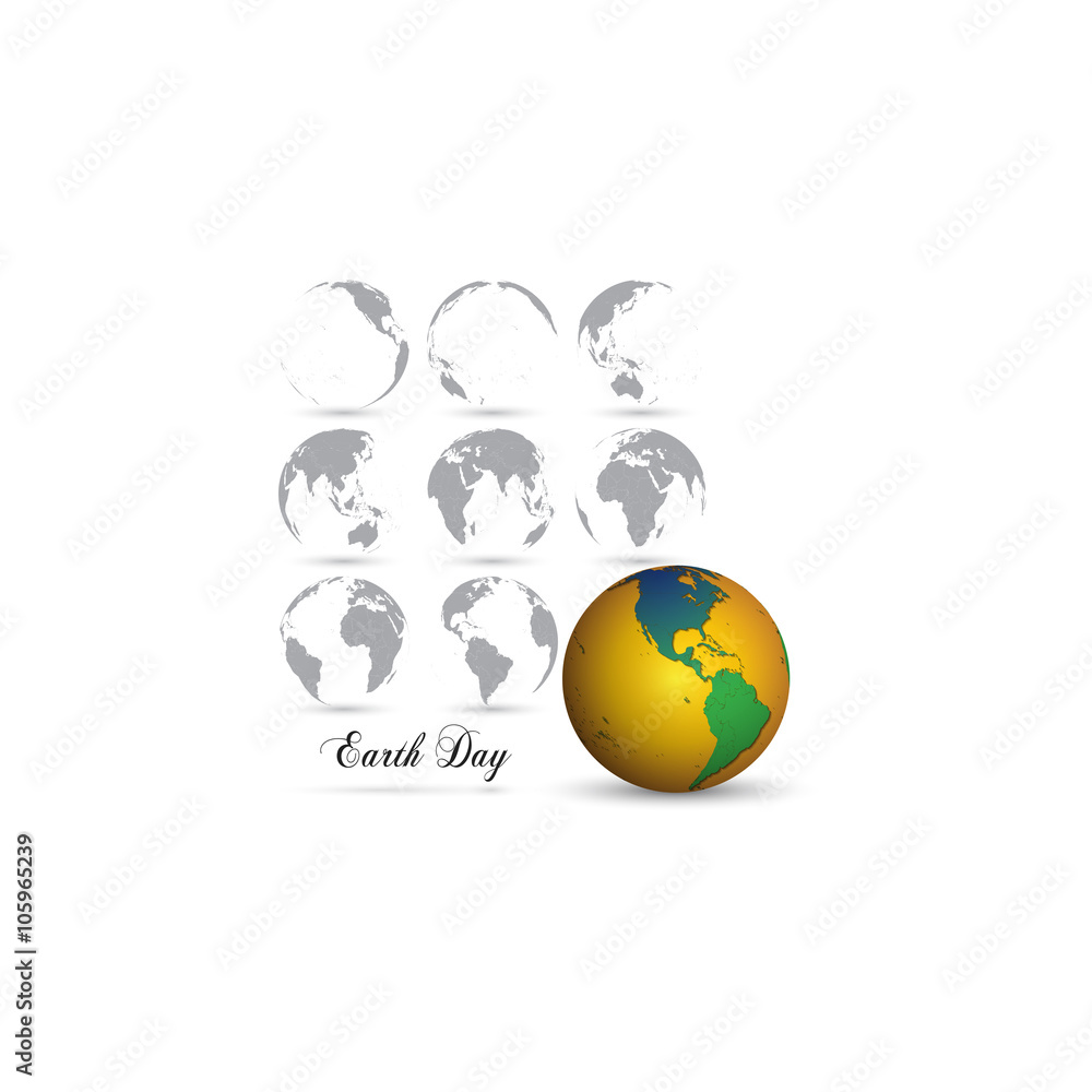 Earth Day background with the words and world globes. Vector ...
