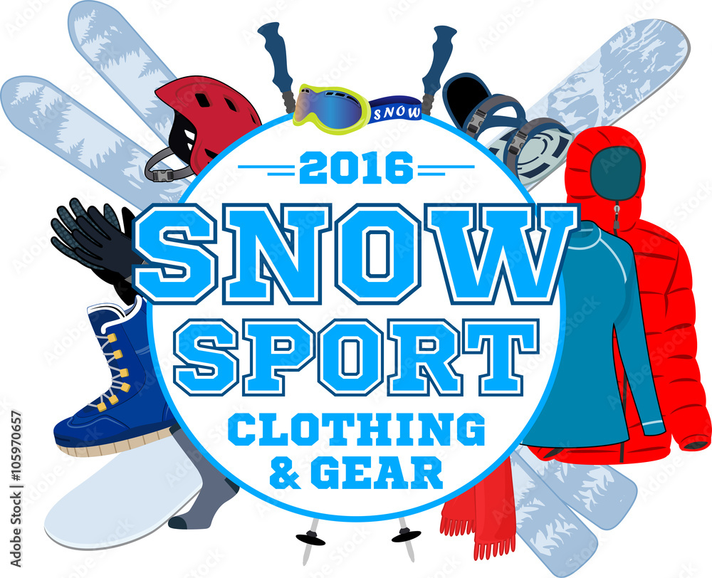 vector snowsport gear store emblem logo with type design and clothing ...