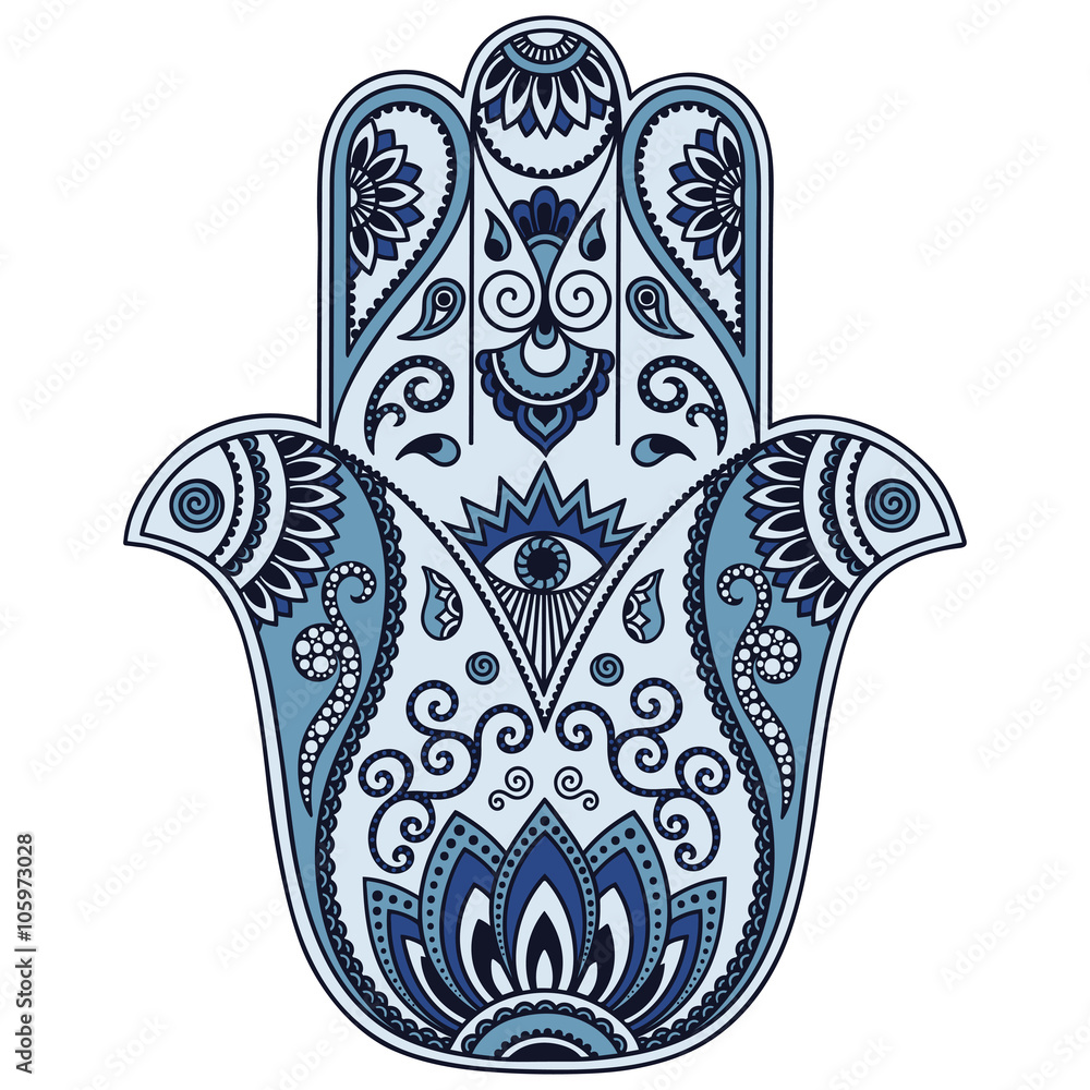 Vetor de Color vector hamsa hand drawn symbol. do Stock | Adobe Stock