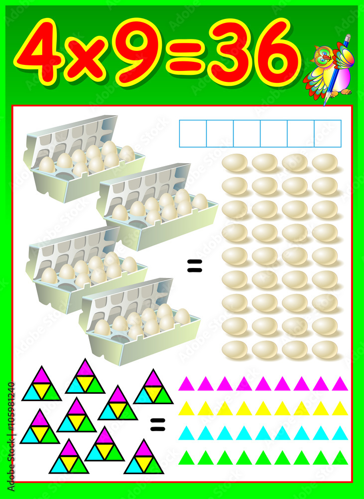 Educational page for children with multiplication table. Developing ...