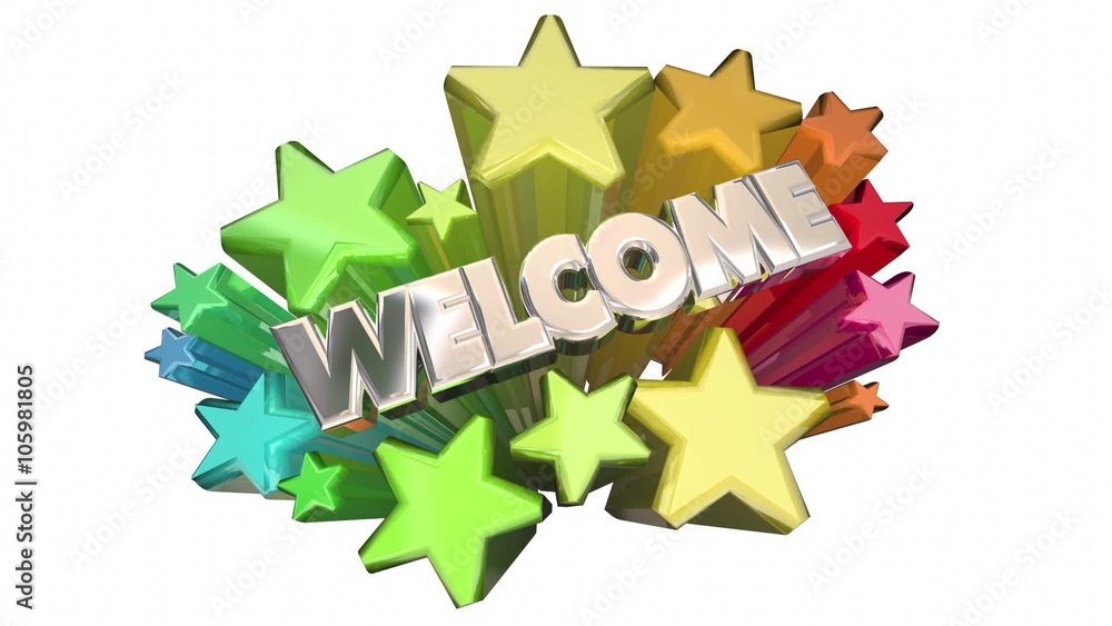 Welcome Stars Greetings Word 3D Animation Stock 비디오 | Adobe Stock