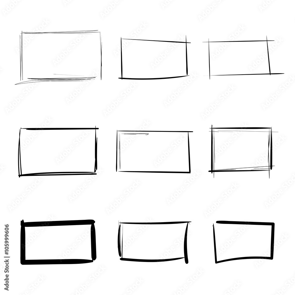Rectangle templates hand drawn simple set Stock Vector | Adobe Stock