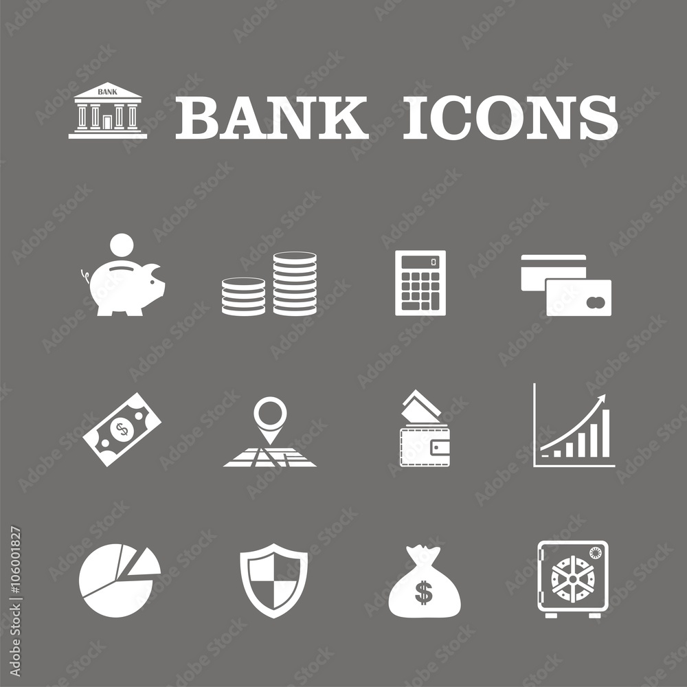 Bank icons black background Stock Vector | Adobe Stock