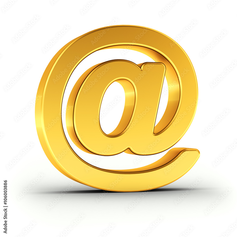 The Email symbol as a polished golden object with clipping path Stock ...