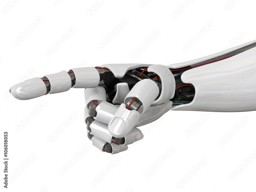 Humanoid robot hand. Futuristic cyborg concept. High quality 3D ...