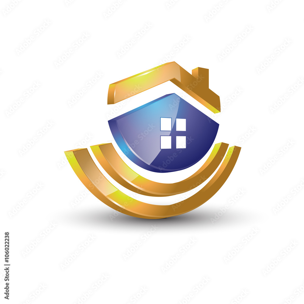 house modern 3d logo Stock Vector | Adobe Stock