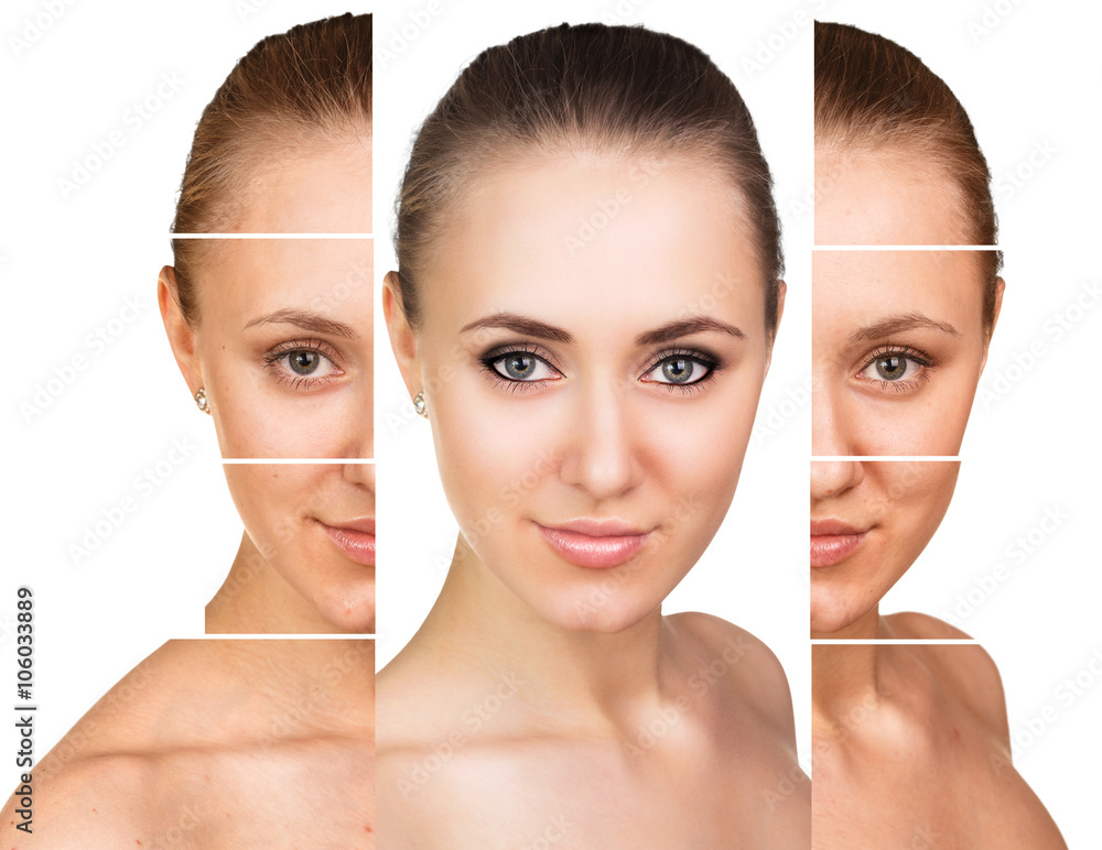 Comparative portrait of female face Stock Photo | Adobe Stock