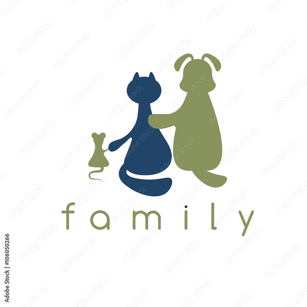 dog ,cat and mouse hugging with love vector illustration Stock Vector ...