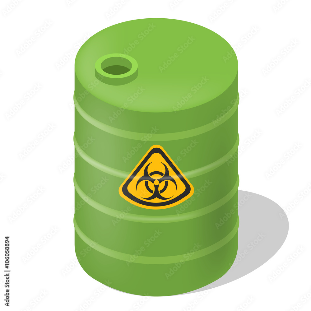 Vector barrel isometric. Isolated hazard toxic barrel. Green barrel ...