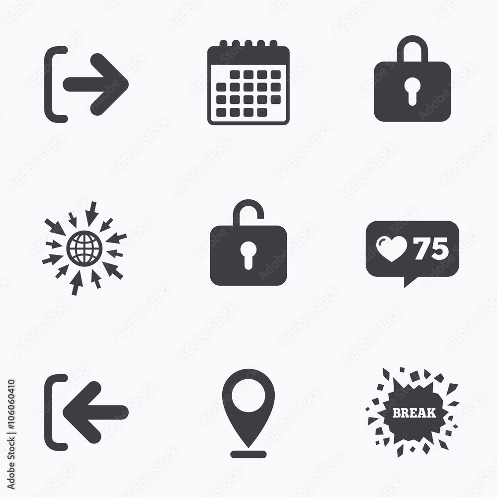 Login and Logout icons. Sign in icon. Locker. Stock-Vektorgrafik ...