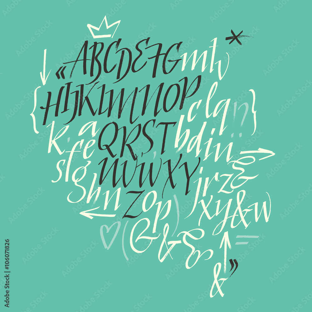 Vector alphabet. Hand drawn letters. Letters of the alphabet written ...