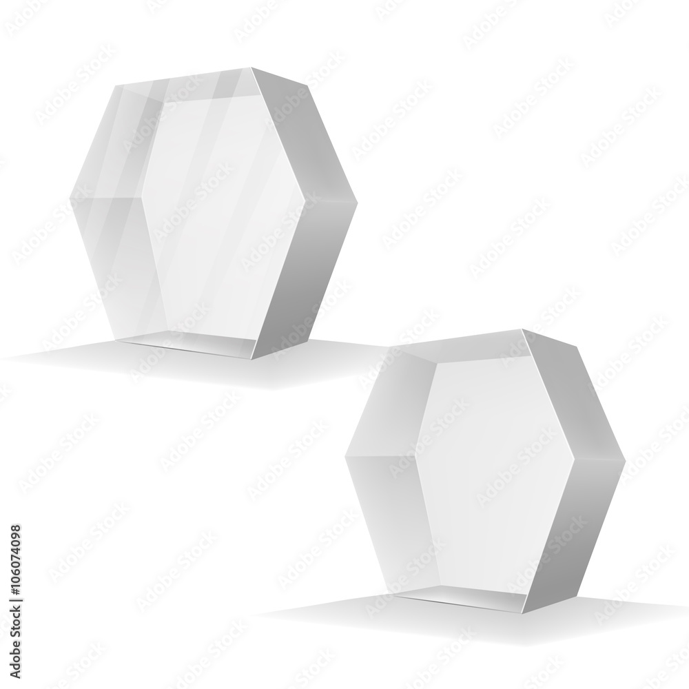 VECTOR PACKAGING: Set of White gray hexagon packaging box on isolated ...
