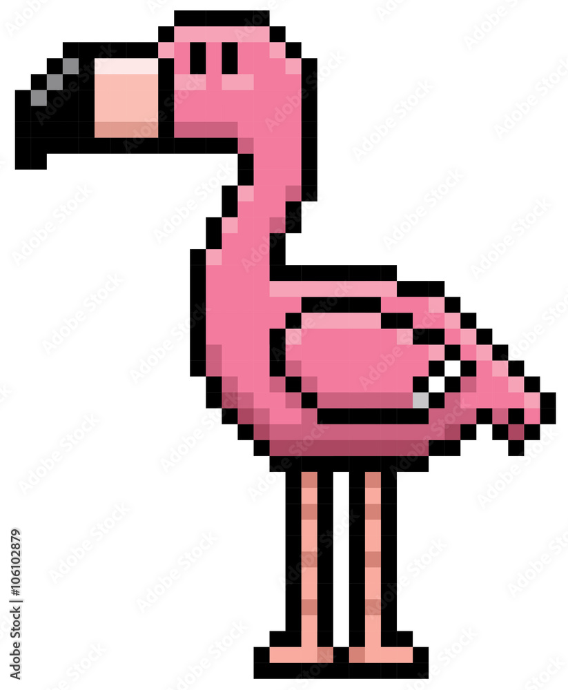 Vector illustration of cartoon flamingo - Pixel design Stock Vector ...