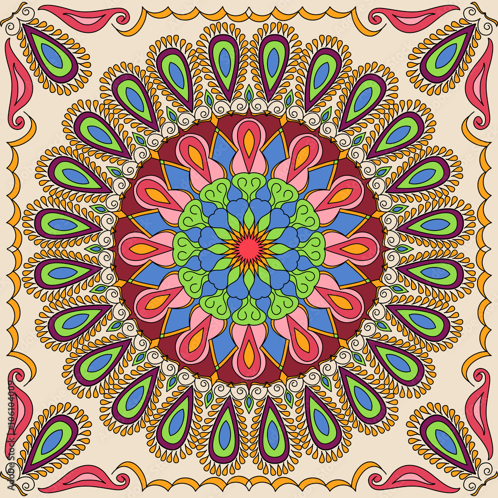 Vector square mandala pattern as example for coloring book for adults ...