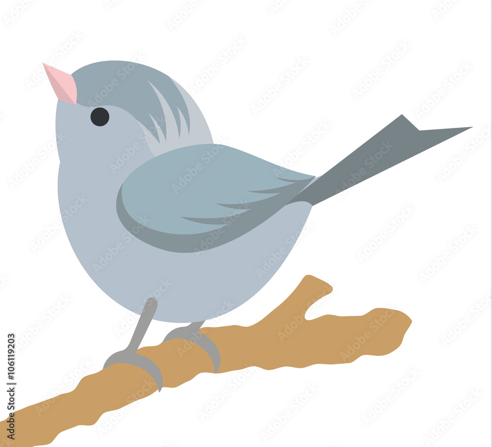 sitzender Vogel auf Ast - Frühlingsbote Vektor freigestellt Stock ...
