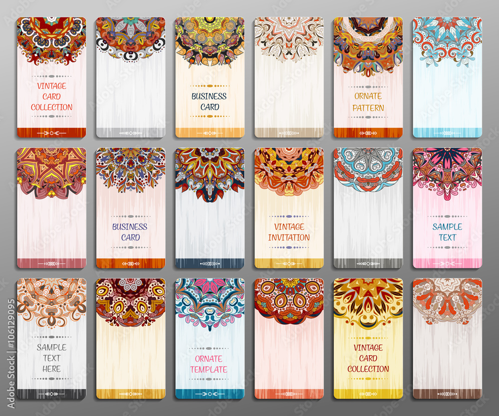 Business card collection. Vector background. Vintage decorative ...