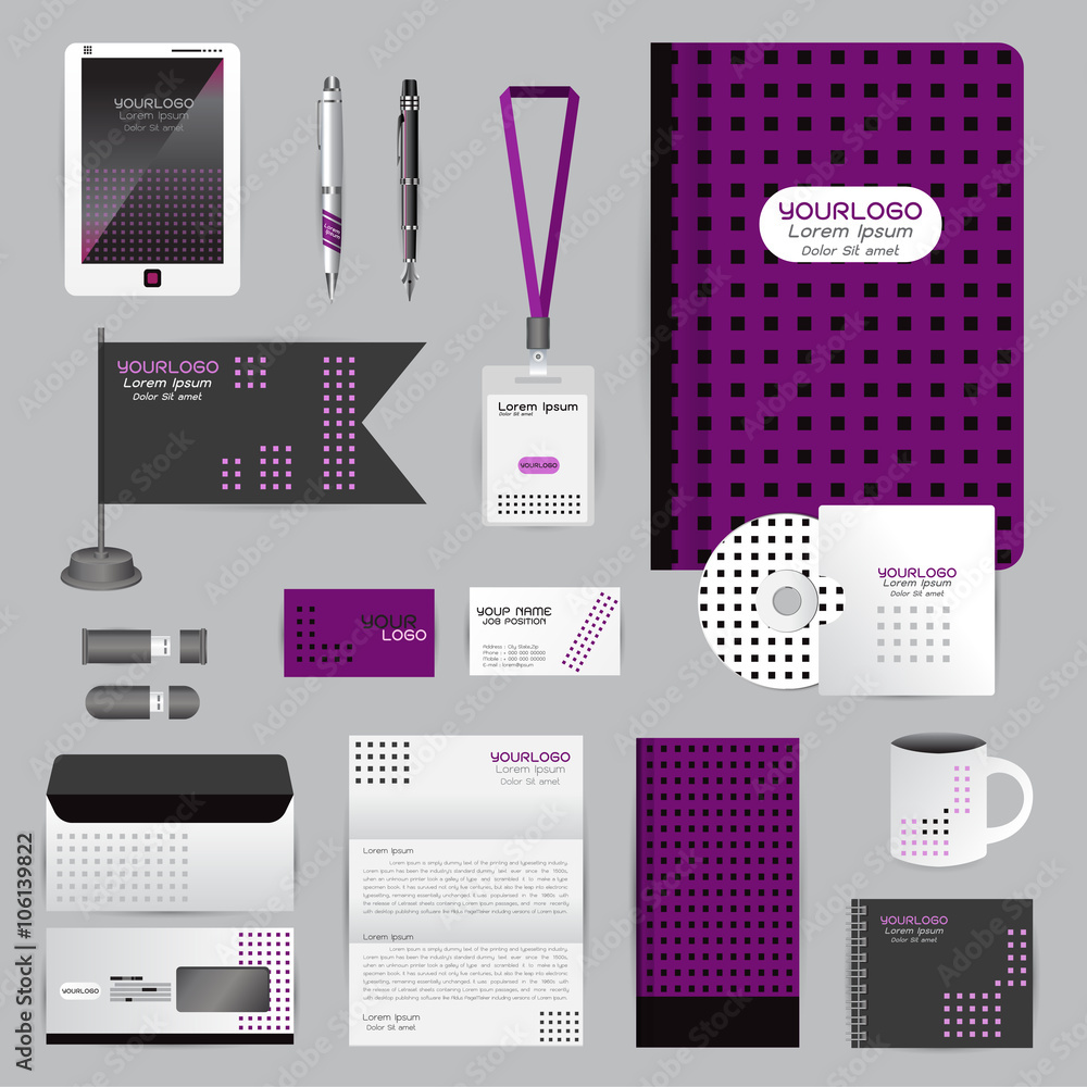 White identity template with origami elements. Vector company style for ...