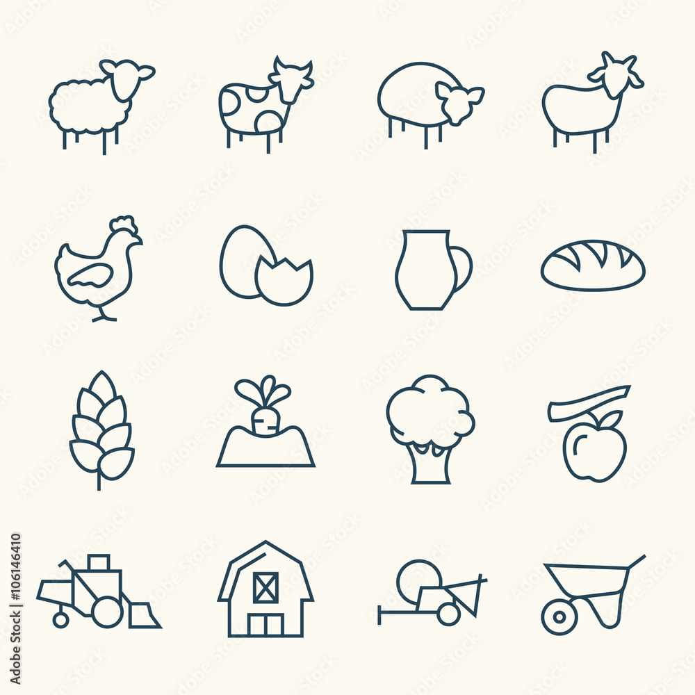 Vetor de Farm line icons do Stock | Adobe Stock