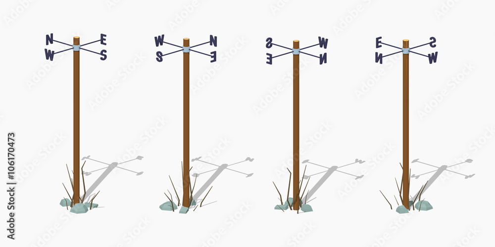Navigation pole. 3D lowpoly isometric vector illustration. The set of ...