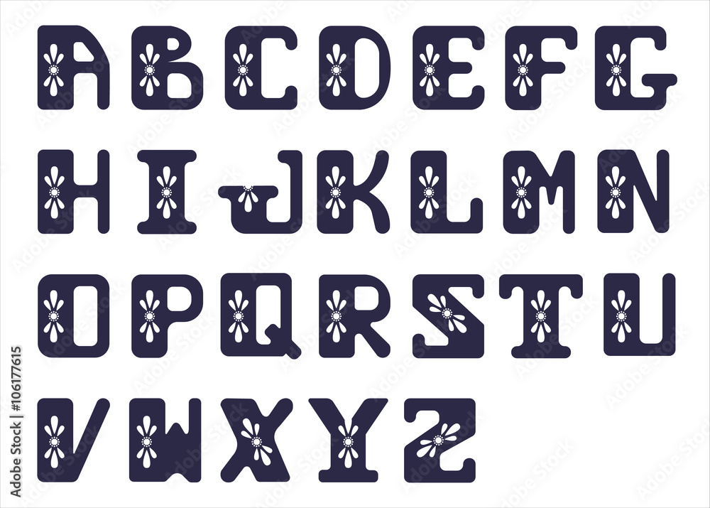 Bold alphabet consisting of capital letters. Font decoration. Vector ...