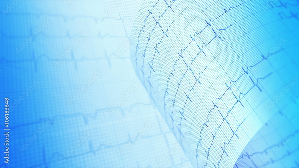 Heart rate, electrocardiogram, ECG medical background. LOOP. Blue ...