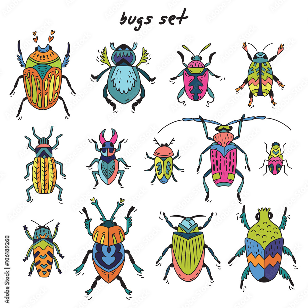 Cartoon bugs in vector set Stock Vector | Adobe Stock