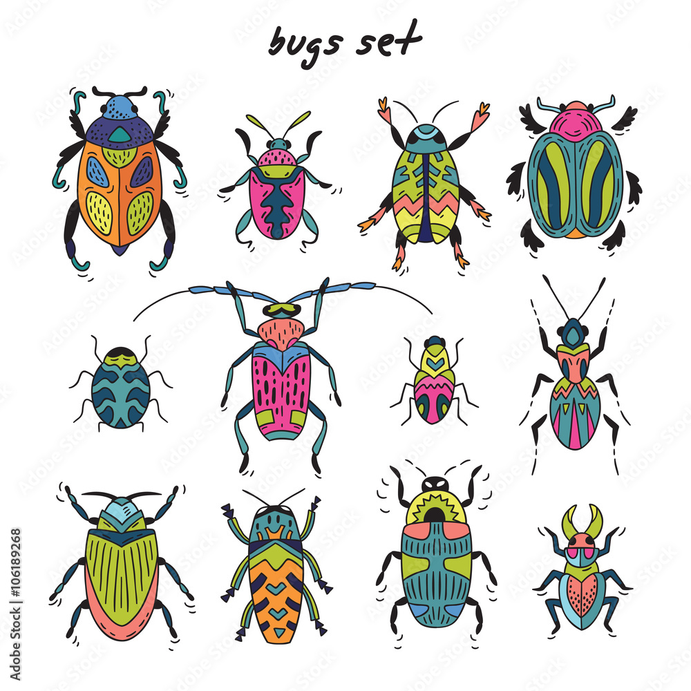 Cartoon bugs in vector set Stock Vector | Adobe Stock