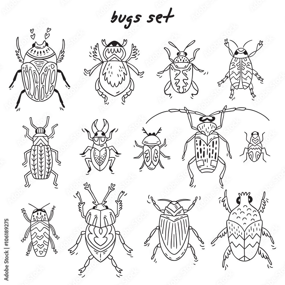 Cartoon bugs in vector set Stock Vector | Adobe Stock