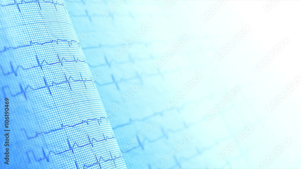 Heart rate, electrocardiogram, ECG medical background. LOOP. Blue ...