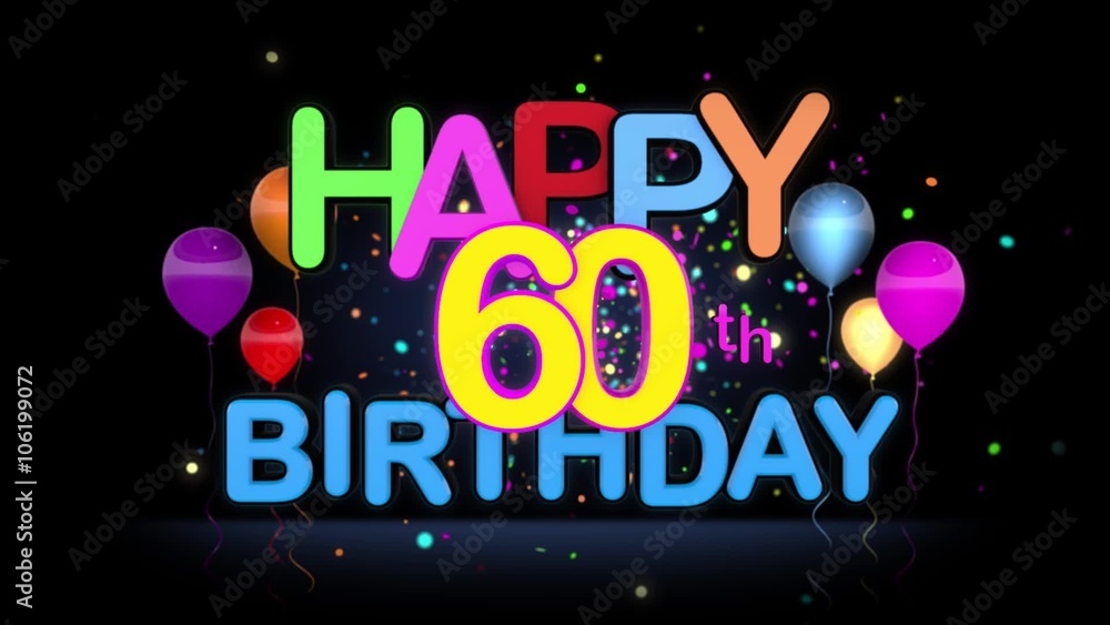 Happy 60th Birthday Title seamless looping Animation for Presentation ...