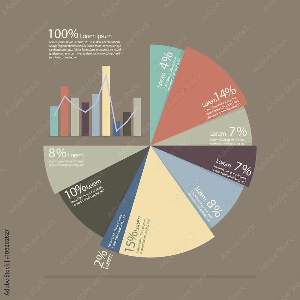 Pie chart and bar chart for documents and reports infographic Stock ...