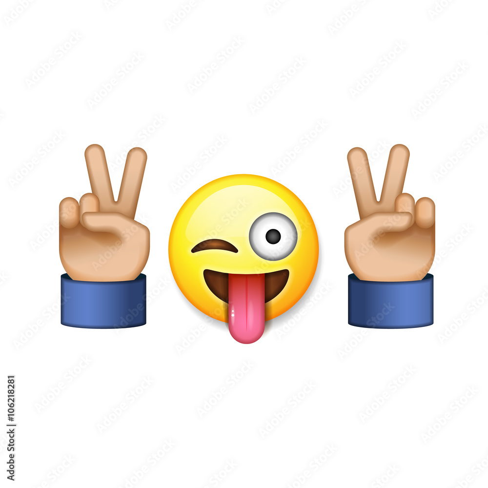 Victory sign and emoji smiling icon Stock 벡터 | Adobe Stock