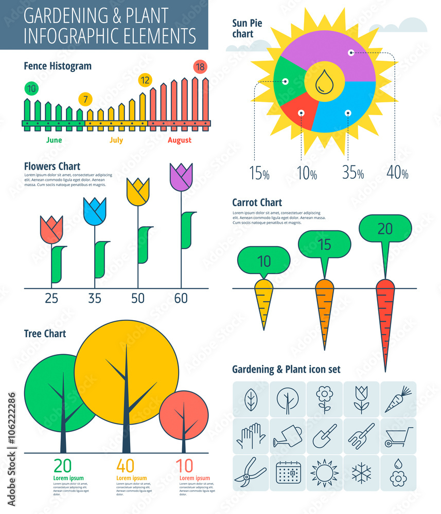 Infographic elements. Gardening infographic concept, gardening icons ...