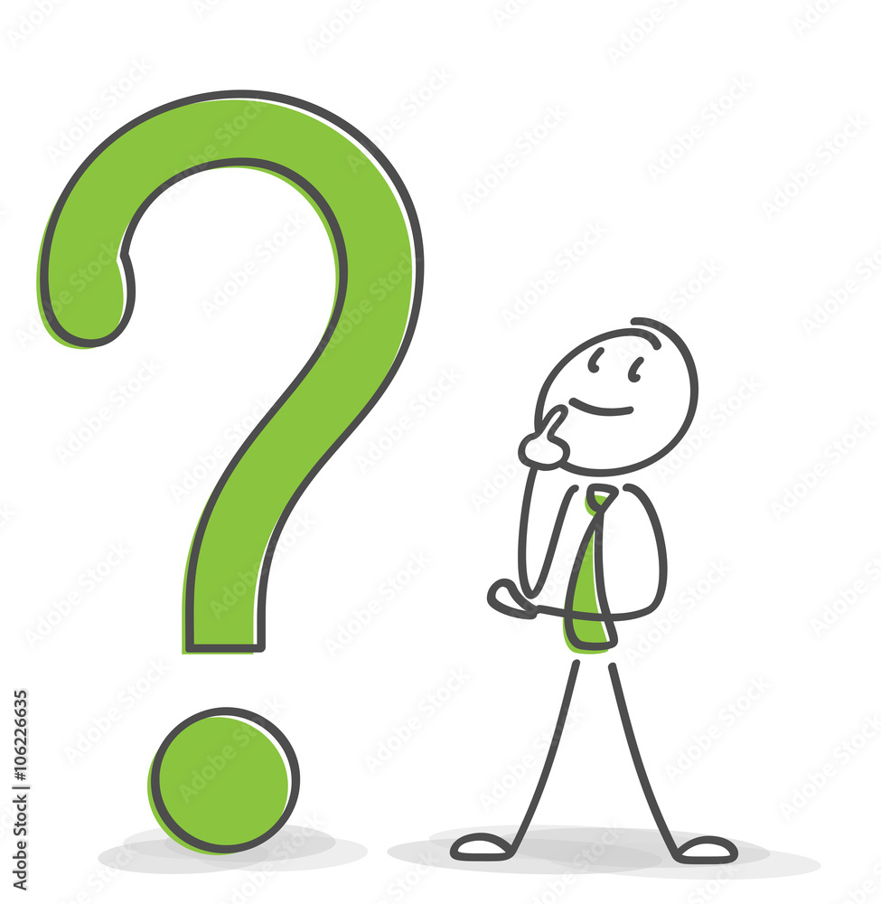 Strichmännchen mit grünen Fragezeichen vector de Stock | Adobe Stock