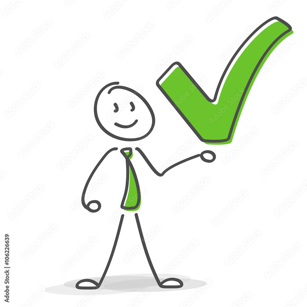 Vetor de Strichmännchen grüner Haken do Stock | Adobe Stock