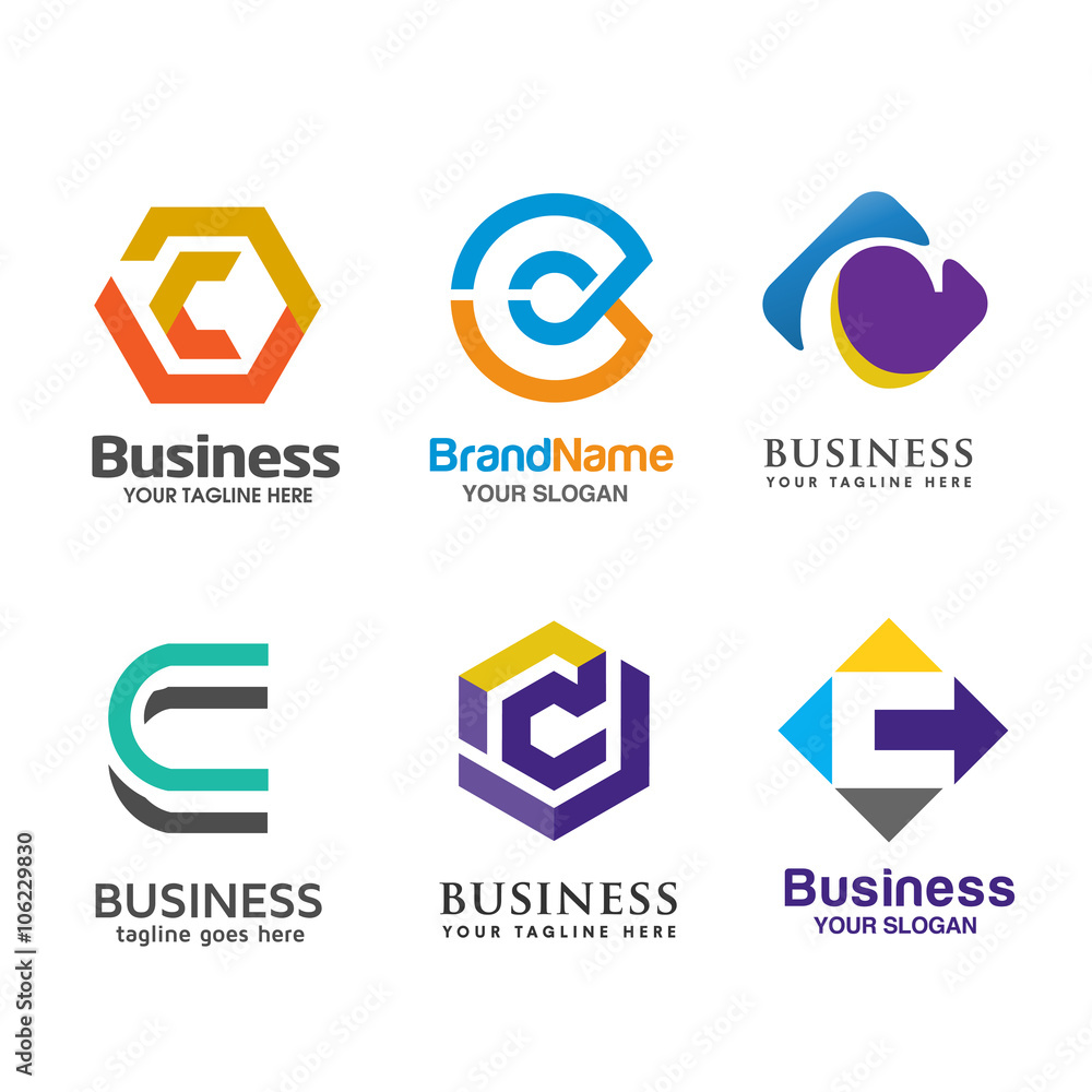 Set of letter C logo icons design template elements Stock Vector ...