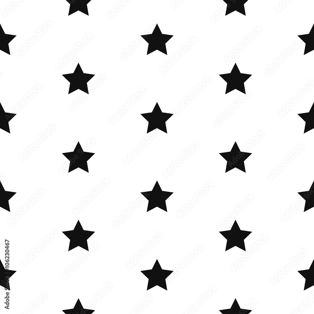 Simple star shape black and white seamless pattern. Vector geometric ...