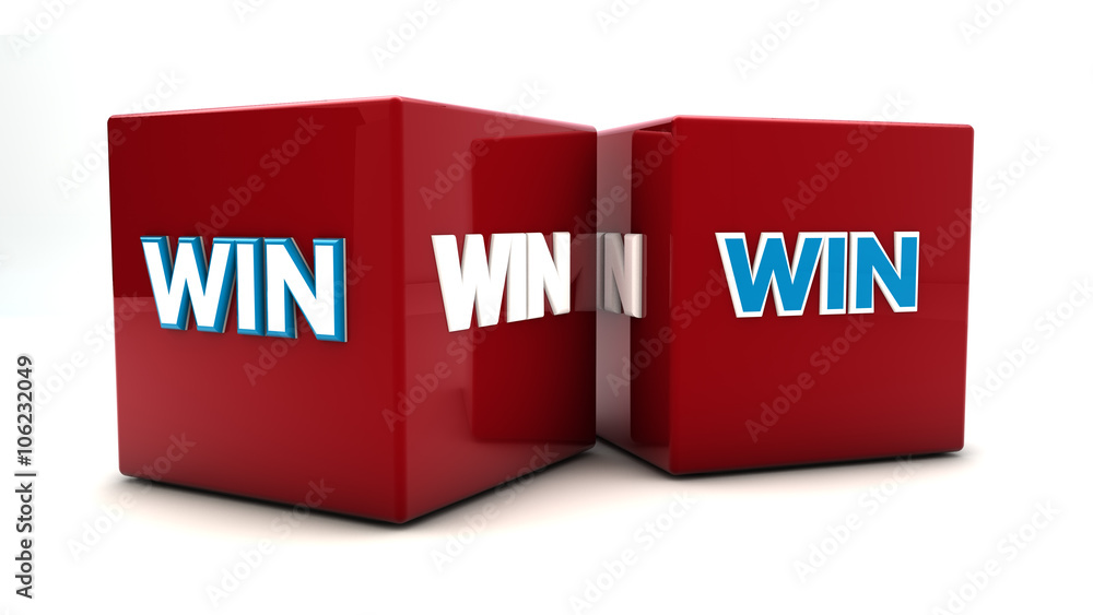 Red cubes and win win 3d text Stock Illustration | Adobe Stock