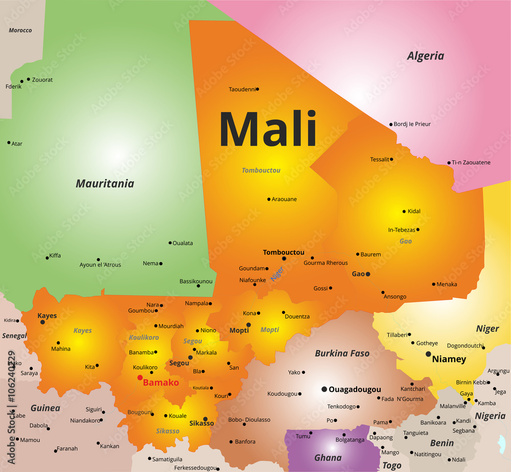 color map of Mali country Stock Vector | Adobe Stock