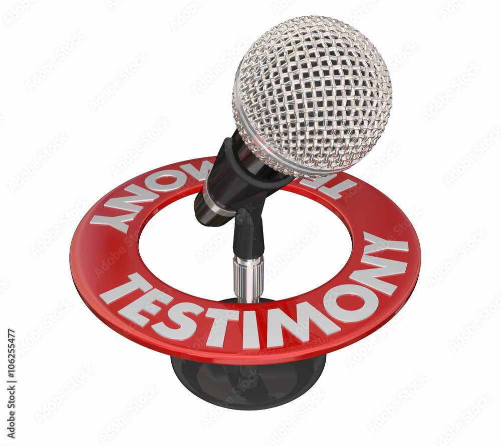 Testimony Microphone Word 3D Court Witness Speak Talk Evidence Stock ...