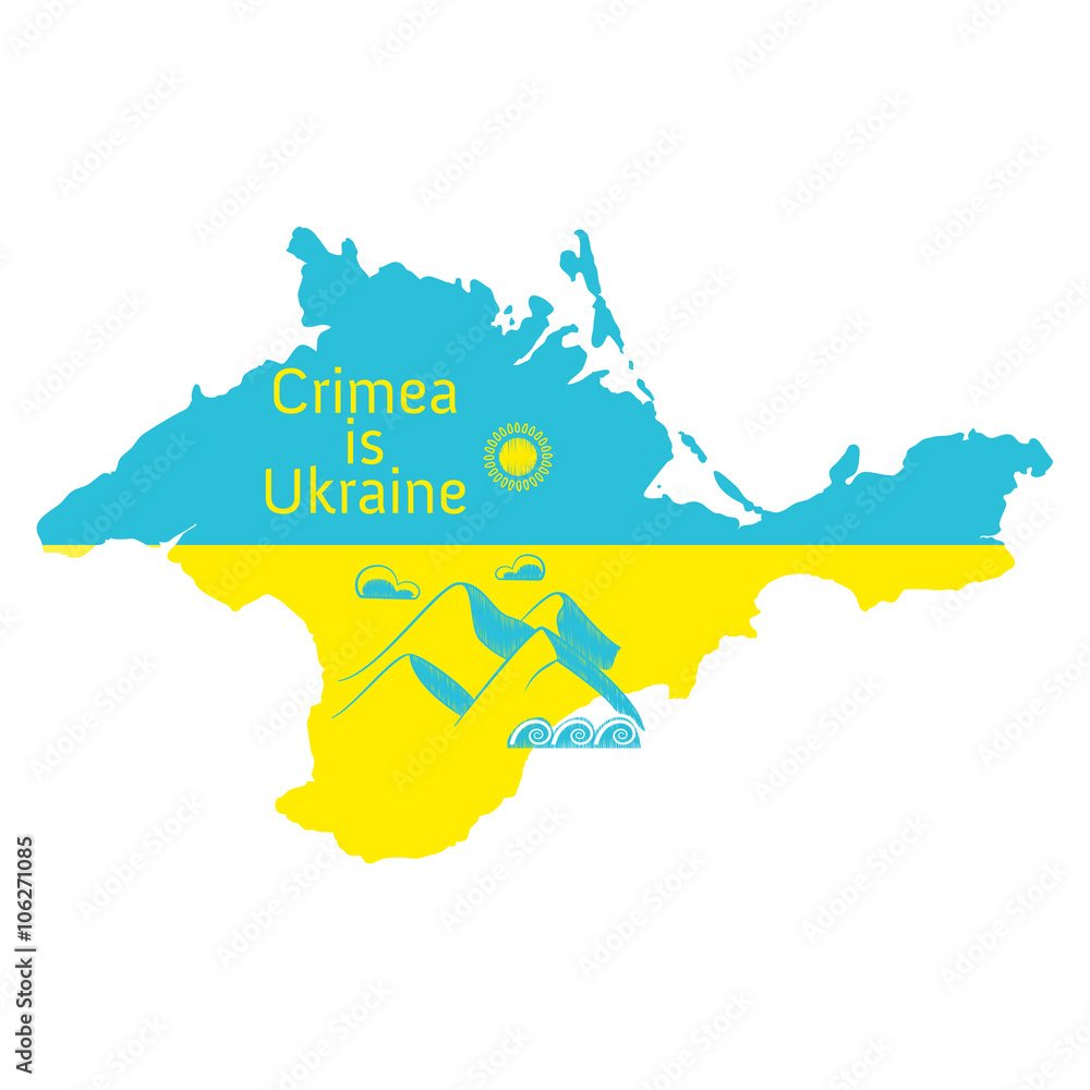 Crimea is Ukraine. Map of the Crimean peninsula with the flag of ...