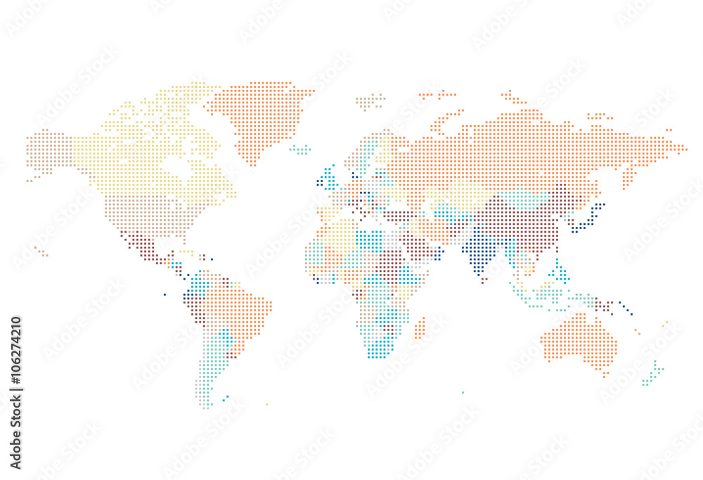 Dotted World map of square dots Stock Vector | Adobe Stock