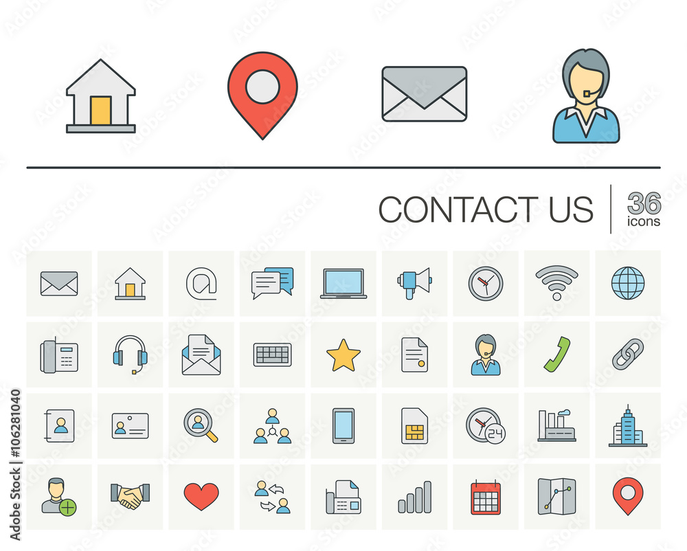 Vector thin line icons set and graphic design elements. Illustration ...