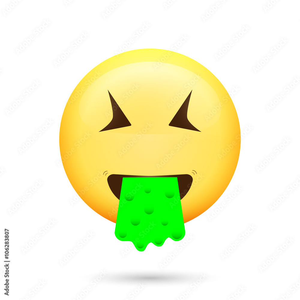 Emoticon puke. Isolated vector illustration on white background Stock ...