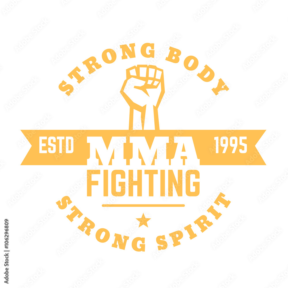MMA fighting logo, sign, mma t-shirt design, print isolated on white ...
